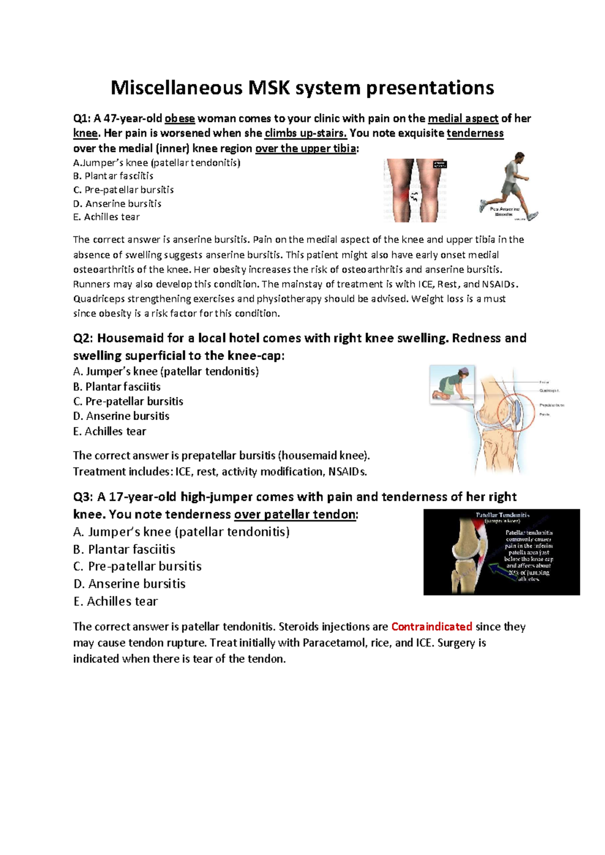 Miscellaneous MSK system presentations - Her pain is worsened when she ...