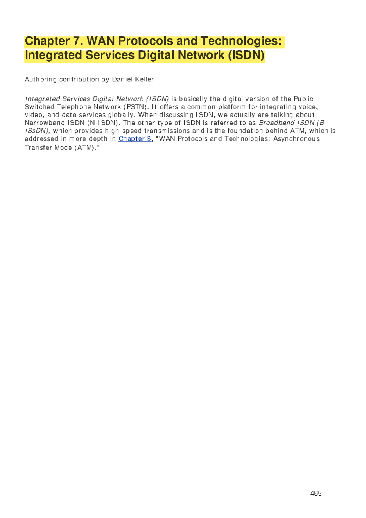 Chapter 7 WAN Protocols and Technologies Integrated Services Digital ...