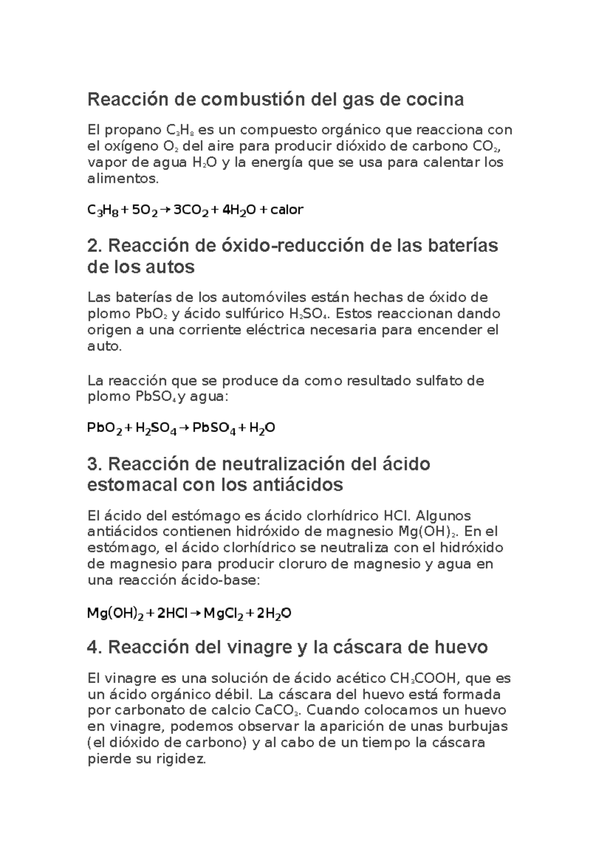 Balanceo DE Ecuaciones - Reacción de combustión del gas de cocina El ...