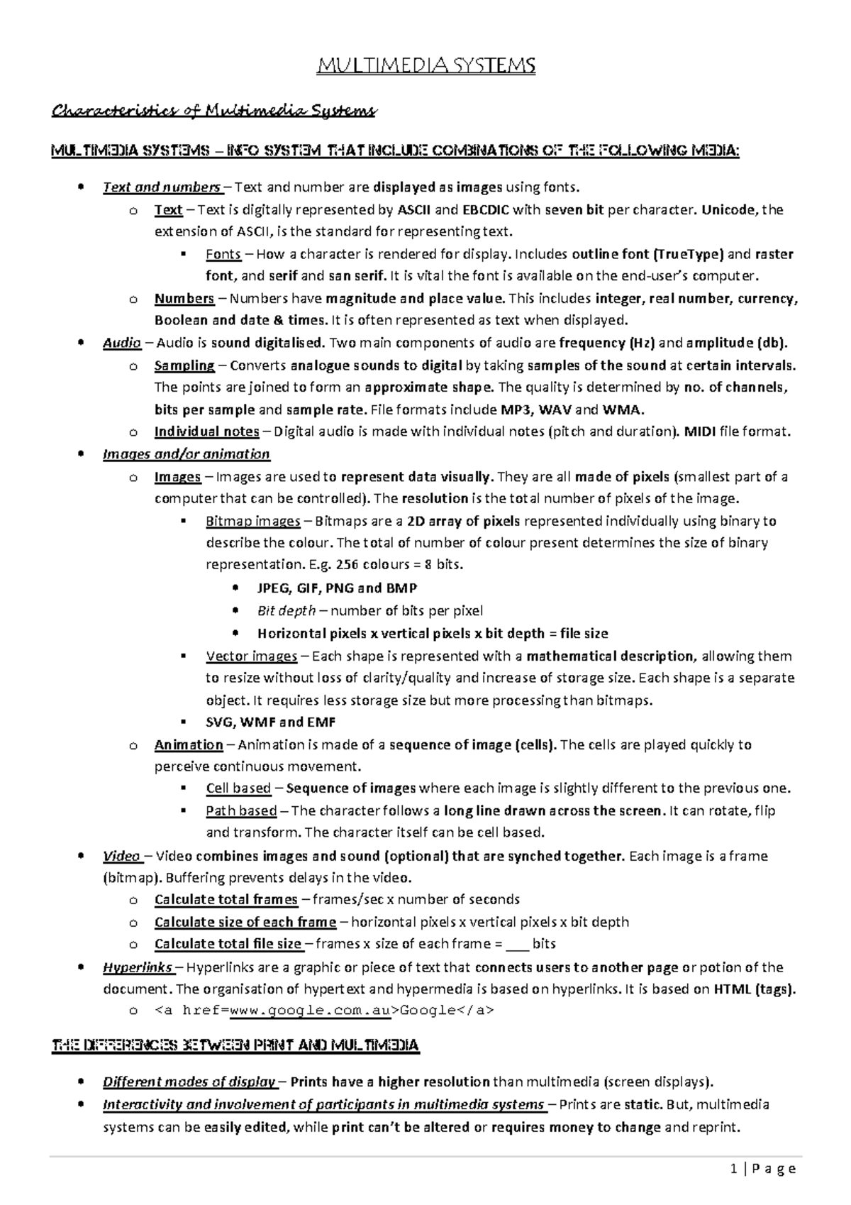 Multimedia systems - ipt notes - MULTIMEDIA SYSTEMSMULTIMEDIA SYSTEMS ...