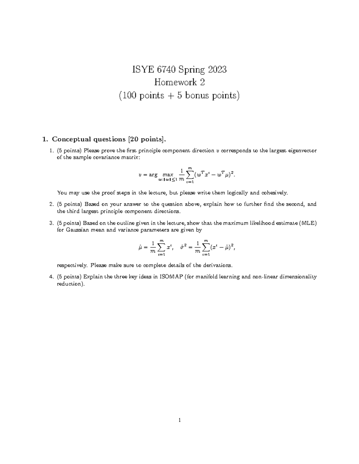 Homework 2 - ava - ISYE 6740 Spring 2023 Homework 2 (100 points + 5 ...