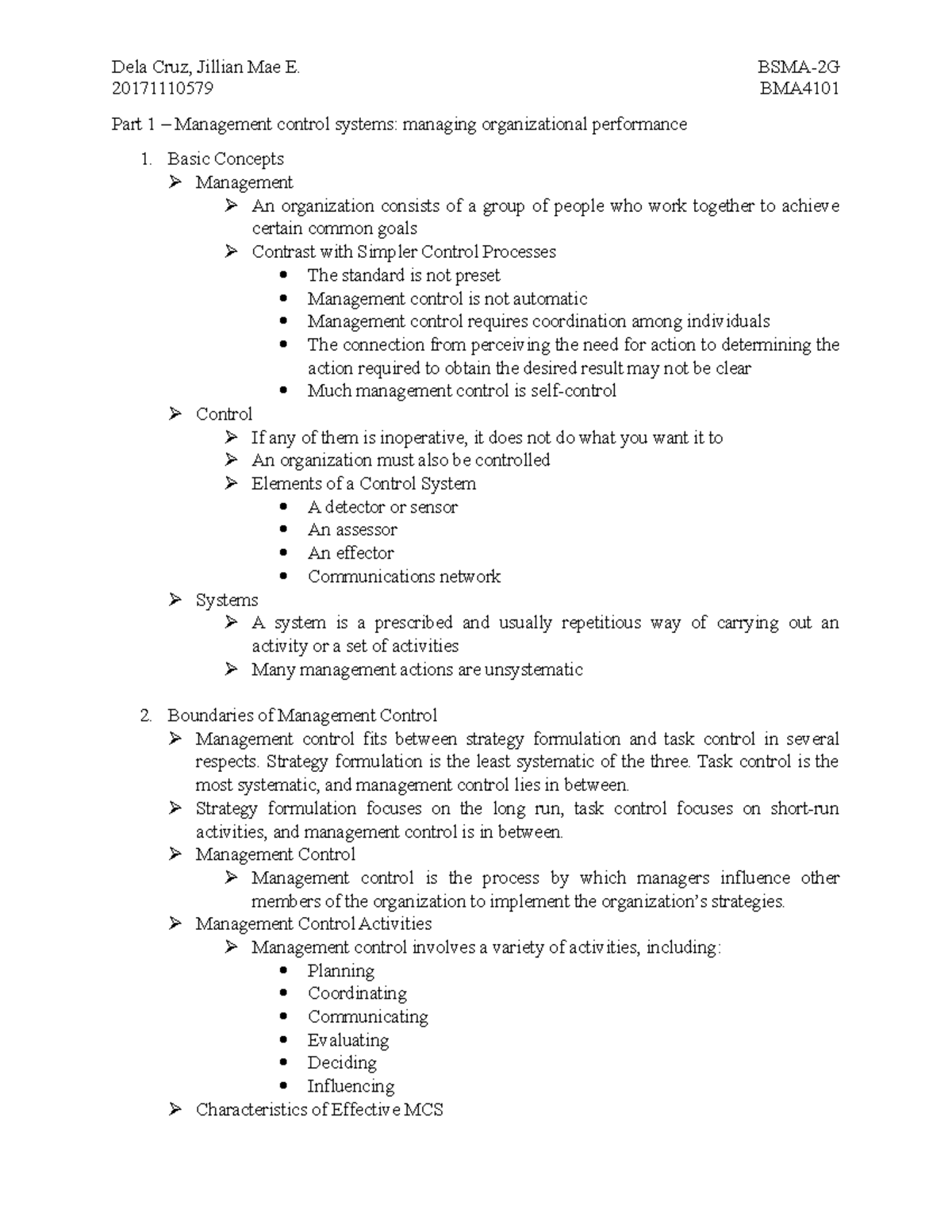 Uecal,BMA4101- Performancemngtsystem,BSMA2G, Delacruz, Jillianmae ...