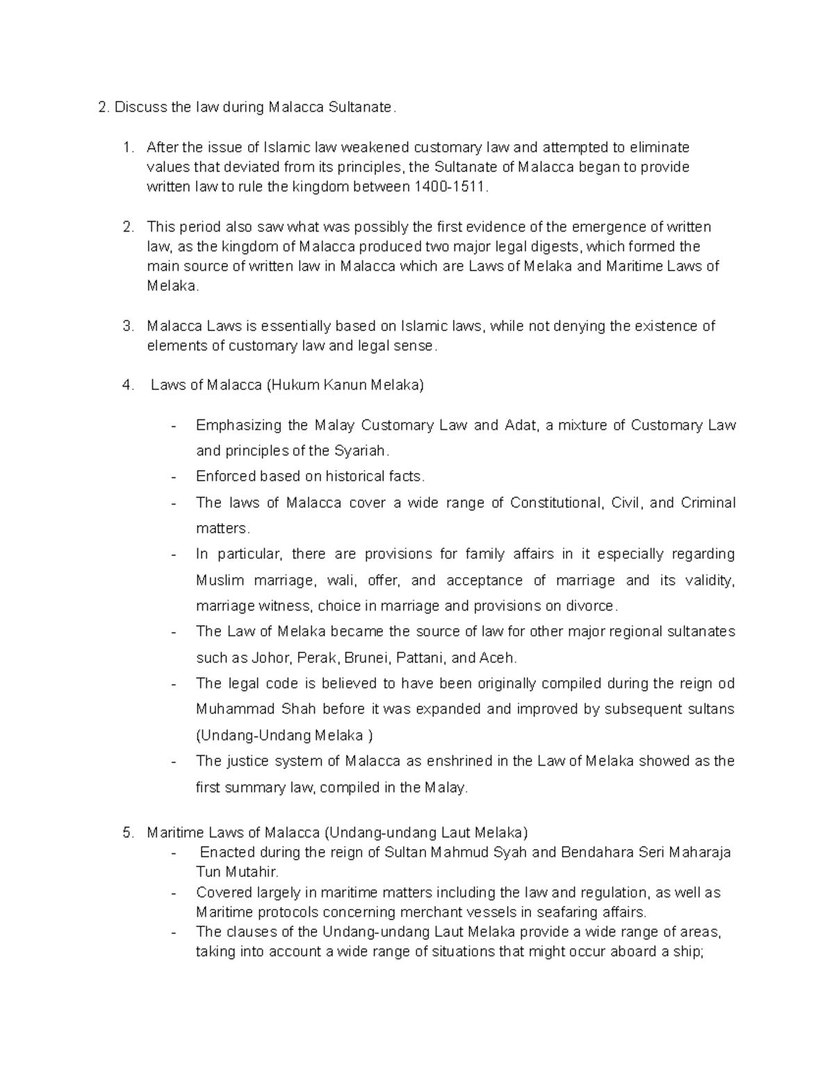 MLS Tutorial 1 ( Group 3) - Discuss the law during Malacca Sultanate ...