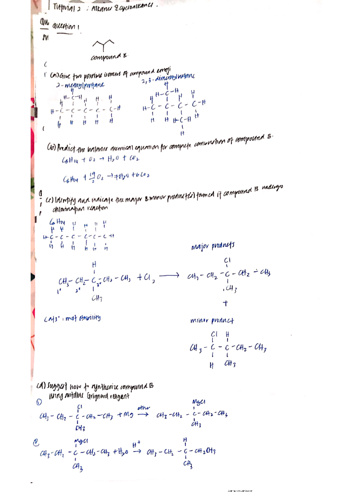 Tutorial 2 Alkanes AND Cycloalkanes - Fundamental of Organic Chemistry ...