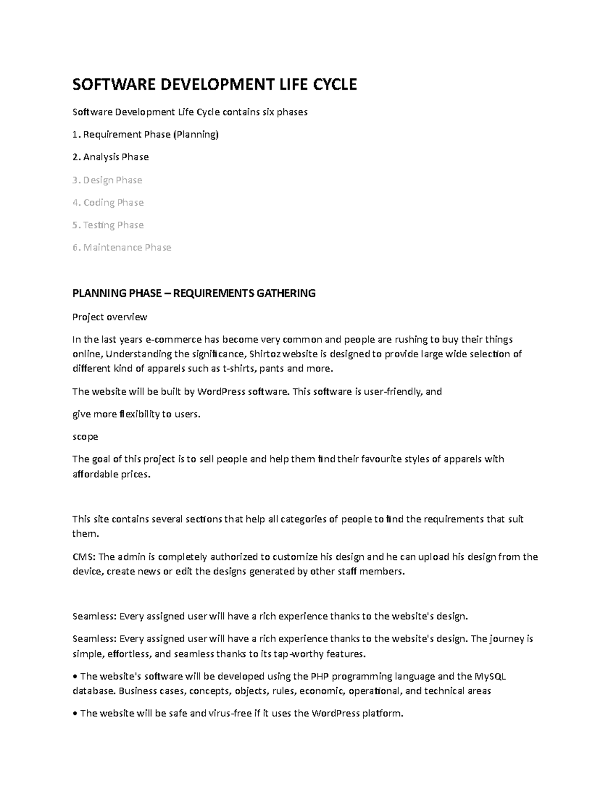 Sdlctemplate - tamplet - SOFTWARE DEVELOPMENT LIFE CYCLE Software ...