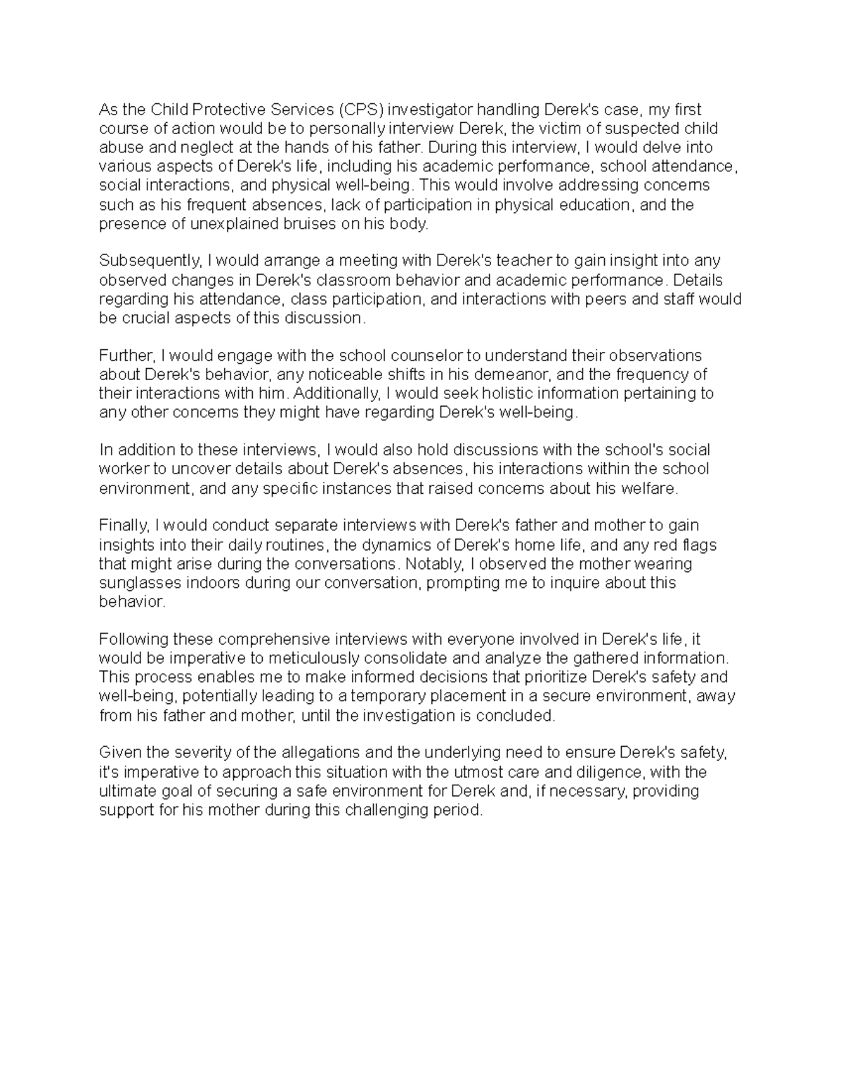 Unit 3 DB child abuse - unit 3 IP - As the Child Protective Services ...