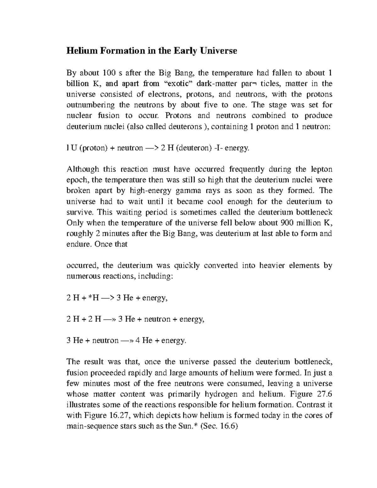 Helium Formation in the Early Universe - The stage was set for nuclear ...