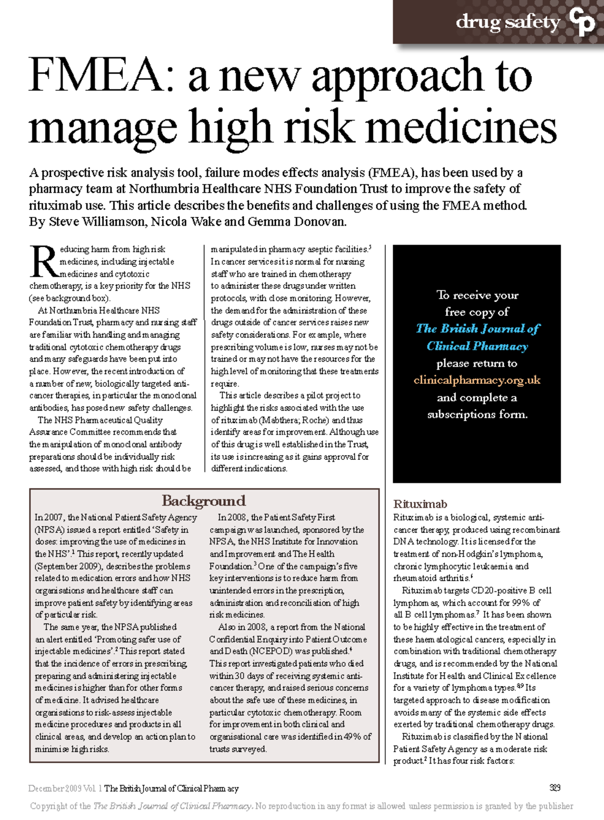 FMEA drugsafety - December 2009 Vol. 1 The British Journal of Clinical ...