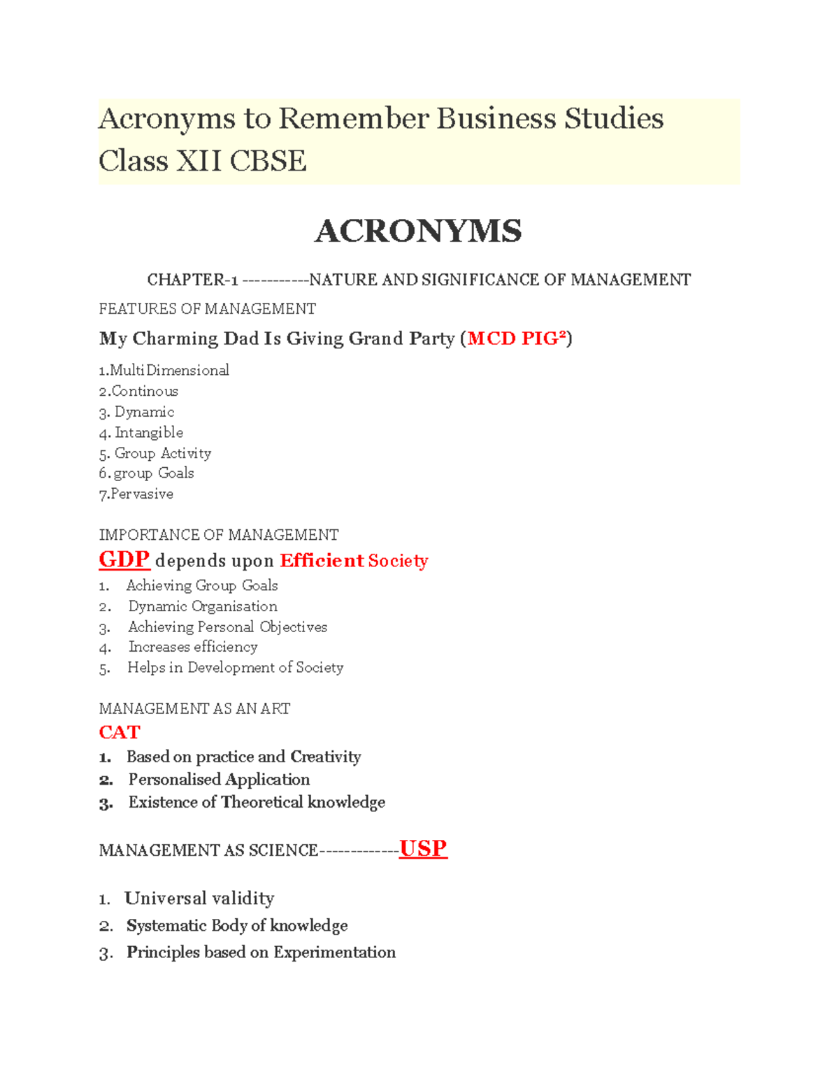 Acronyms Business Studies - Acronyms to Remember Business Studies Class ...