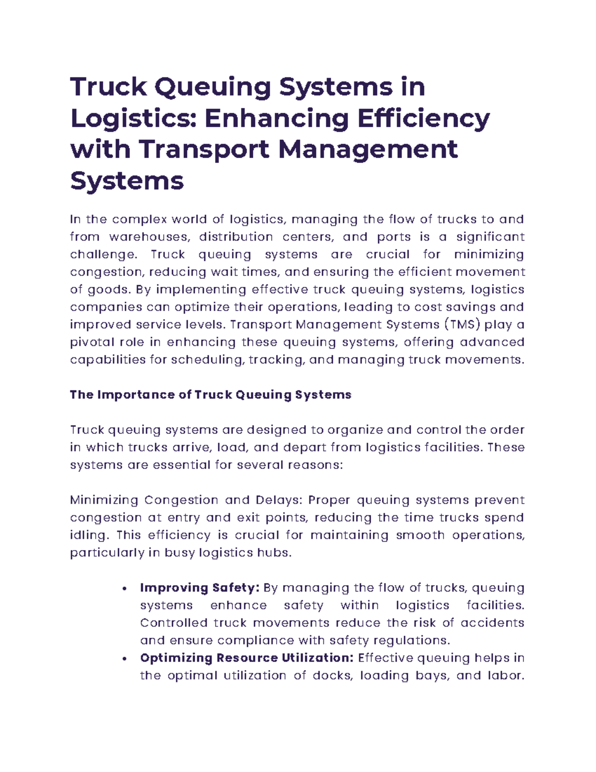 Truck Queuing Systems in Logistics - Truck Queuing Systems in Logistics ...