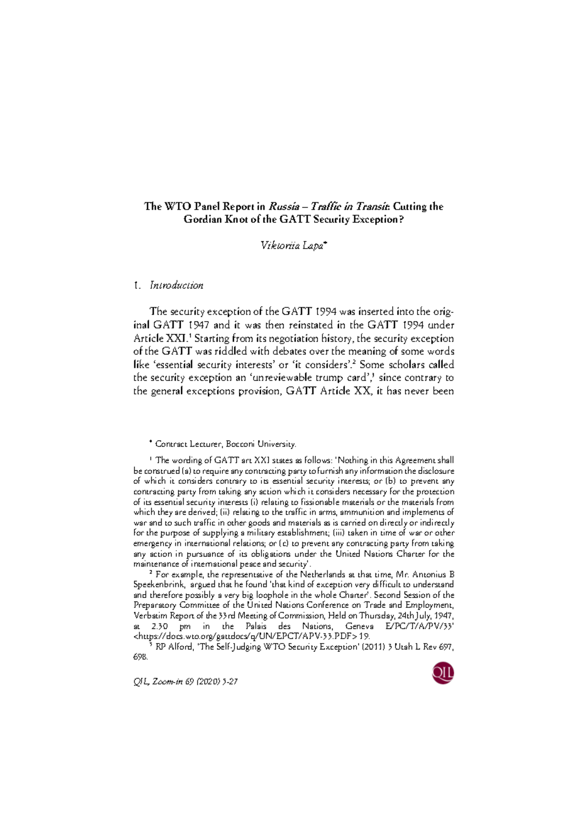 02 WTO-Security-exceptions LAPA FIN - QIL, Zoom-in 69 (2020) 5- The WTO ...