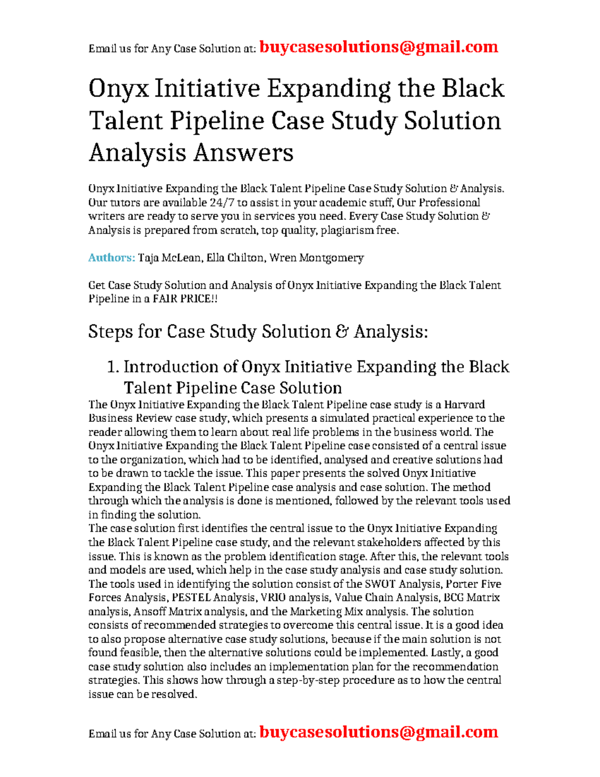 Case Solution Onyx Initiative Expanding the Black Talent Pipeline ...