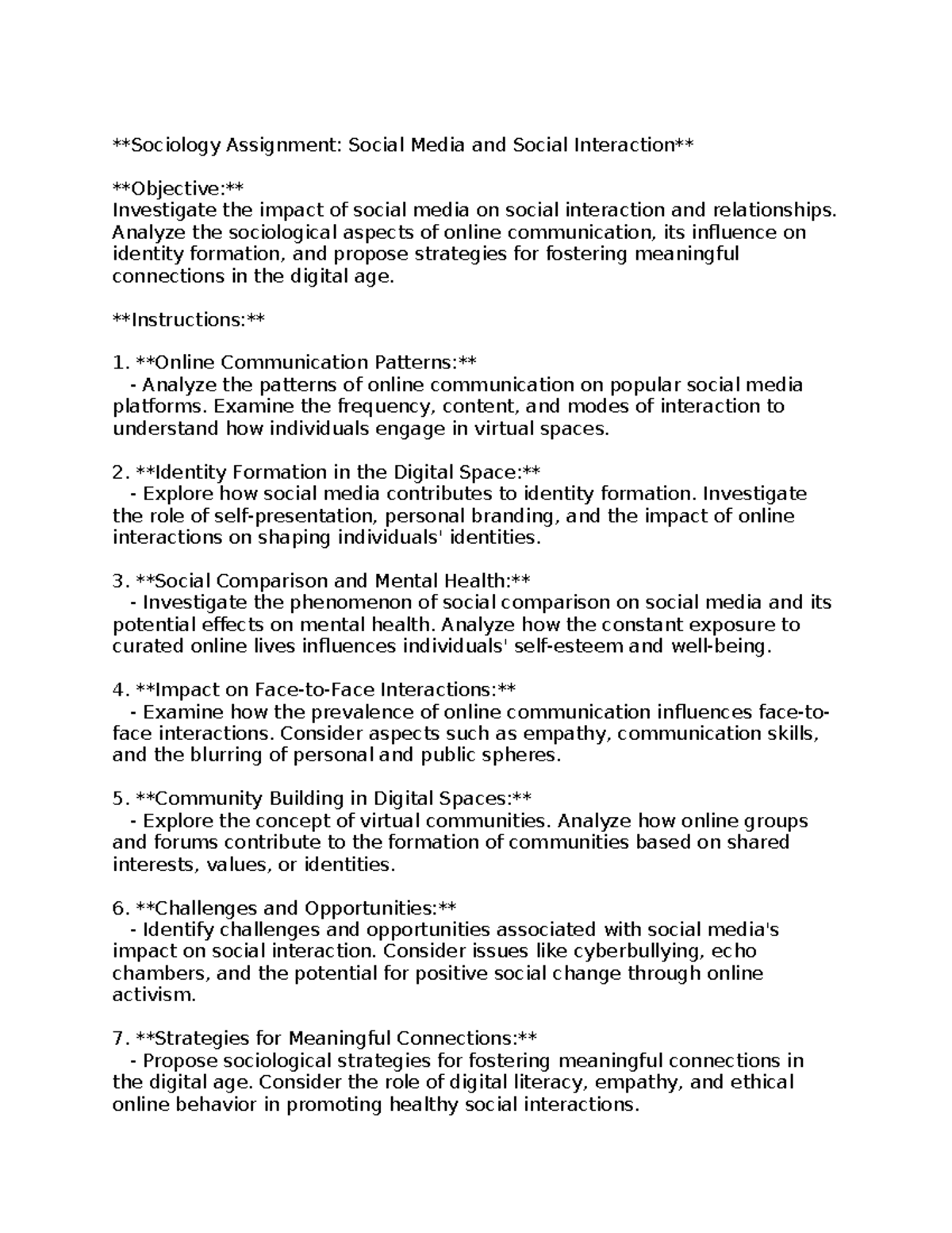 Sociology Assignment - klnlnl - Sociology Assignment: Social Media and ...