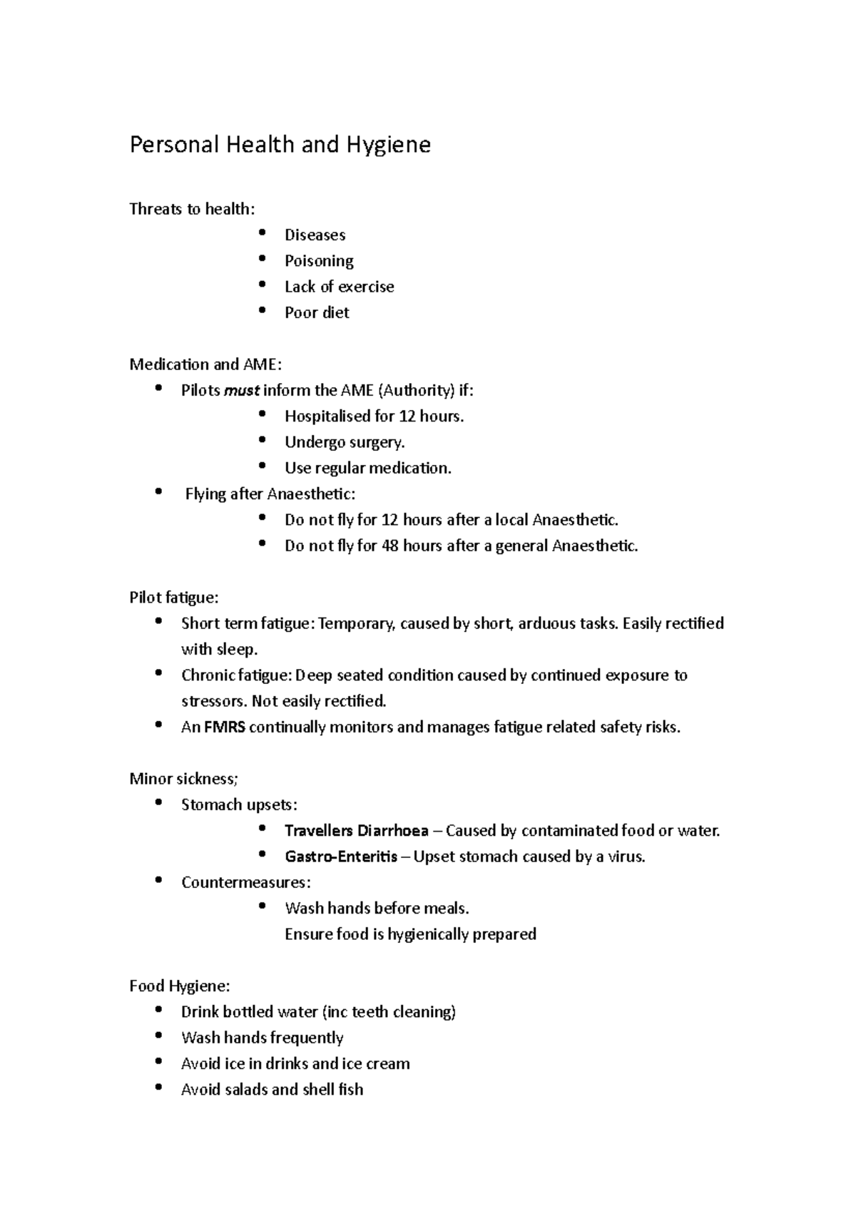 Personal Health and Hygiene - Personal Health and Hygiene Threats to ...