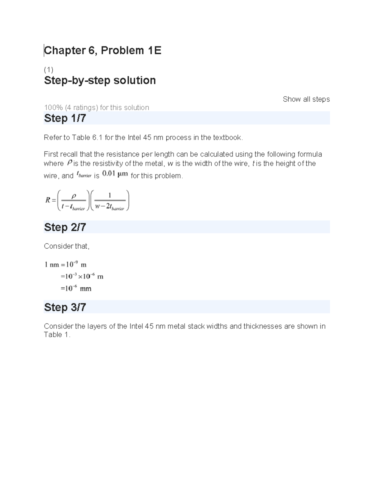 CMOS VLSI Design - 6 - Chapter 6, Problem 1E (1) Step-by-step solution Show all steps 100% (4 ...