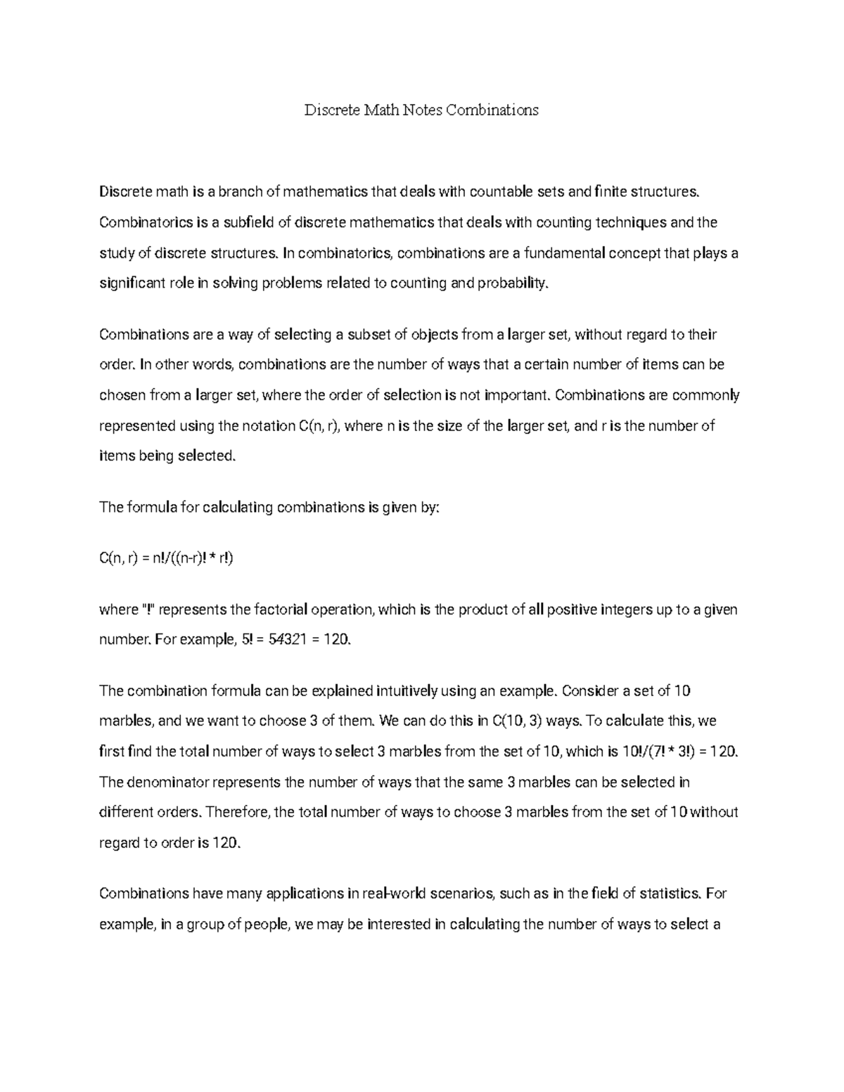 Combinations Notes Discrete Math Notes Combinations Discrete Math Is