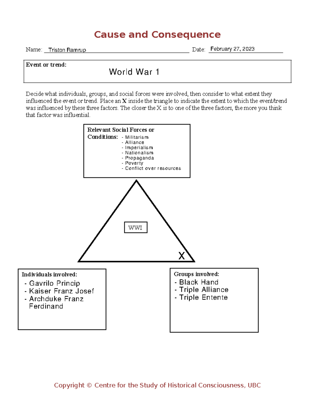 History Worksheet - Cause and Consequence Name