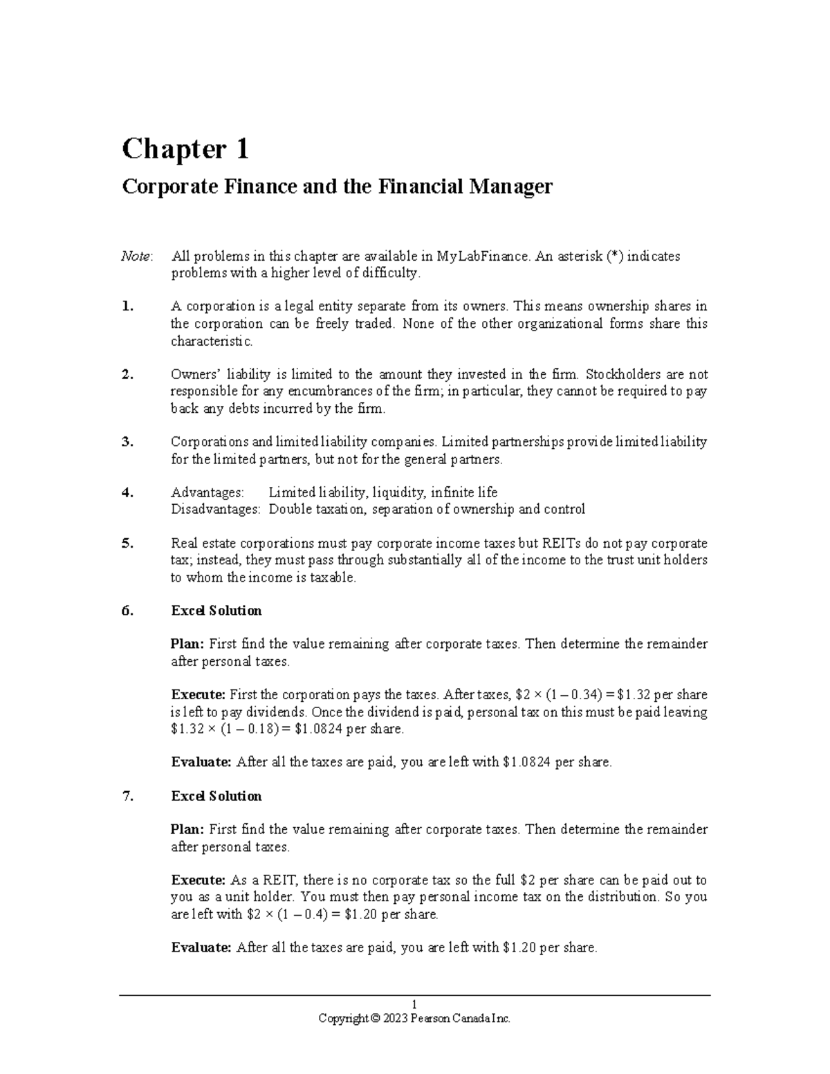Chapter 1 - Practice - 1 Chapter 1 Corporate Finance and the Financial ...