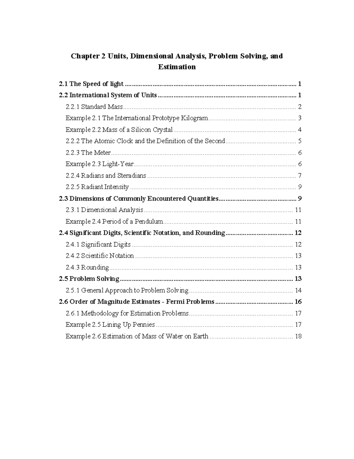 Chapter 02 Dimensional analysis - Chapter 2 Units, Dimensional Analysis, Problem Solving, and 2 ...