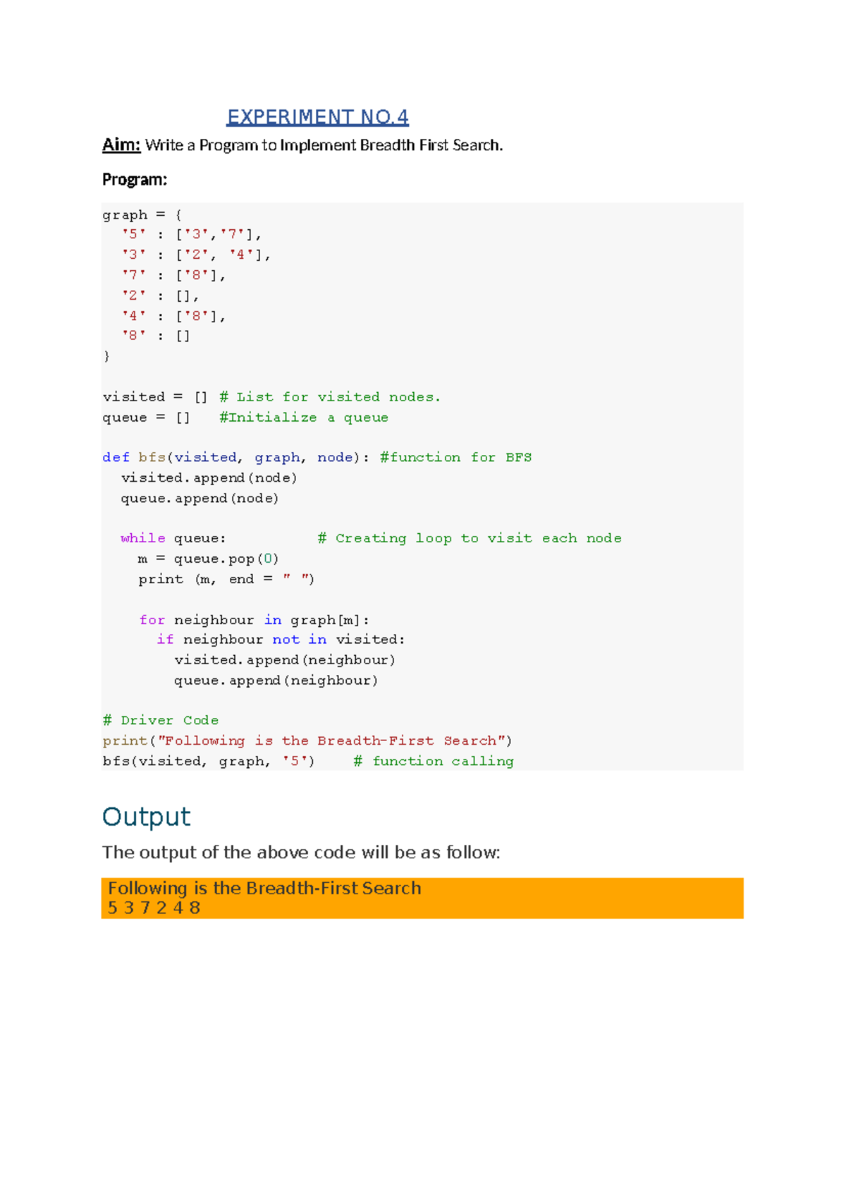Expt4 - PCB Design question bank - EXPERIMENT NO. Aim: Write a Program to Implement Breadth ...
