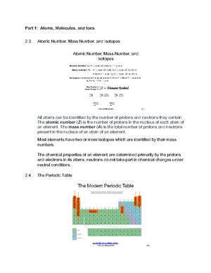 Part 2 Atoms Molecules Ions - Part 2: Atoms, Molecules and Ions 2 ...