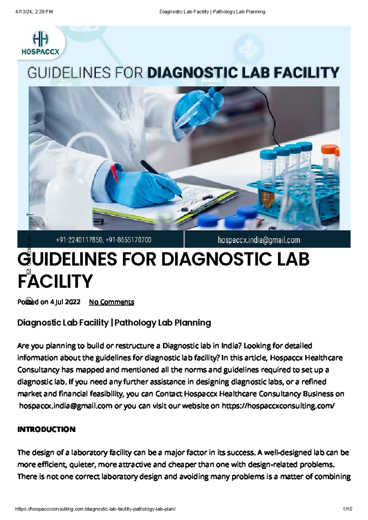 Diagnostic Lab Facility Pathology Lab Planning - GUIDELINES FOR ...