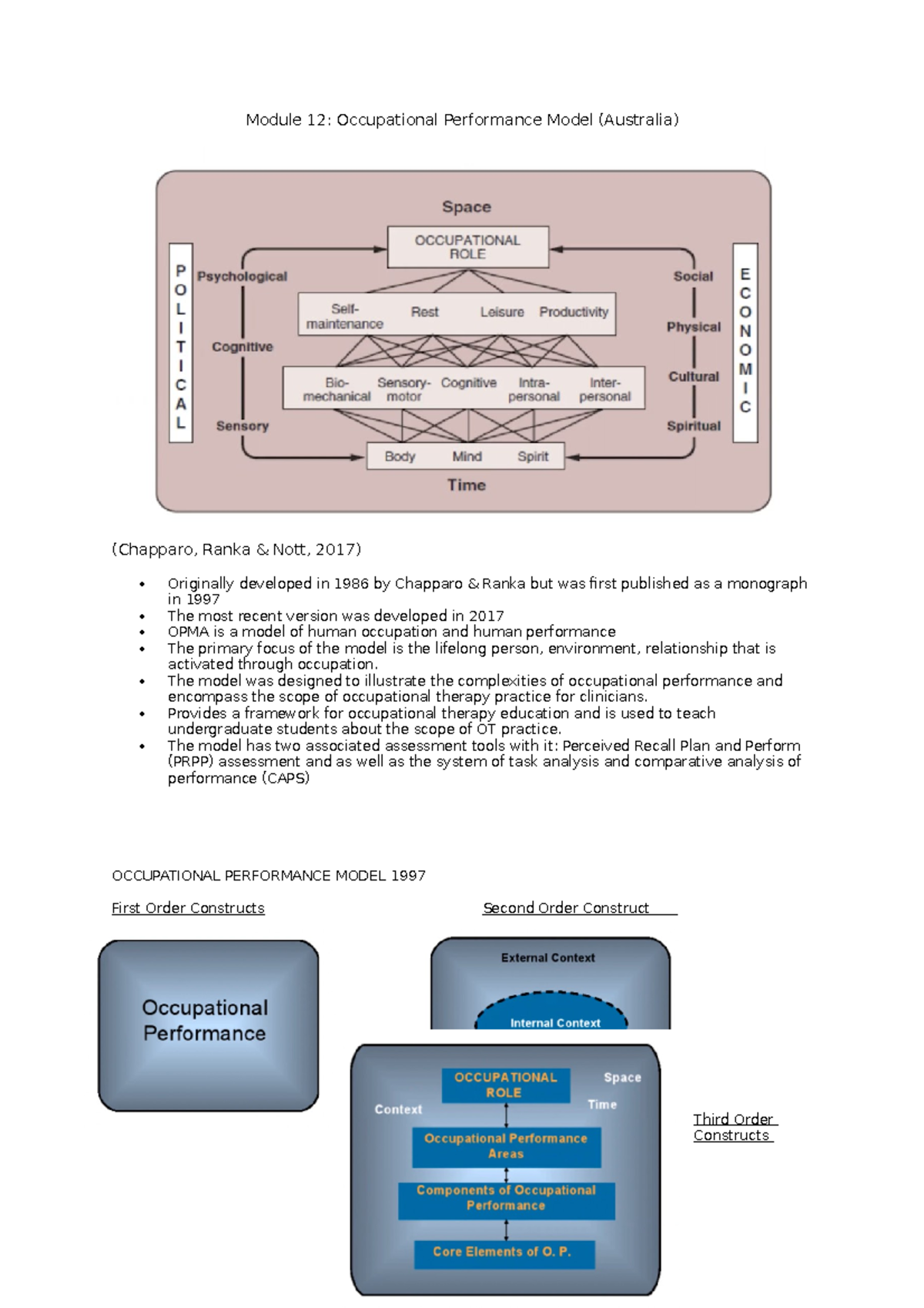 Module 12- OPMA - OPMA model - Module 12: Occupational Performance ...