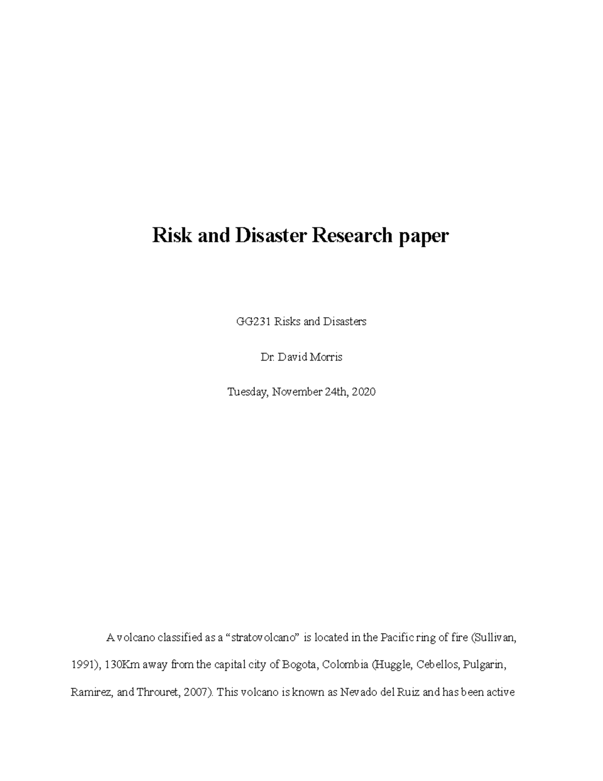 GG231 Risks and Disasters essay - Risk and Disaster Research paper ...