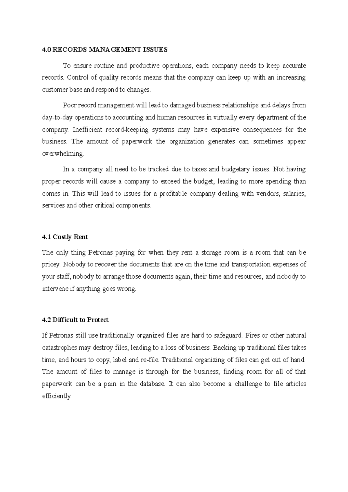 Imr 451 records management issues - 4 RECORDS MANAGEMENT ISSUES To ...