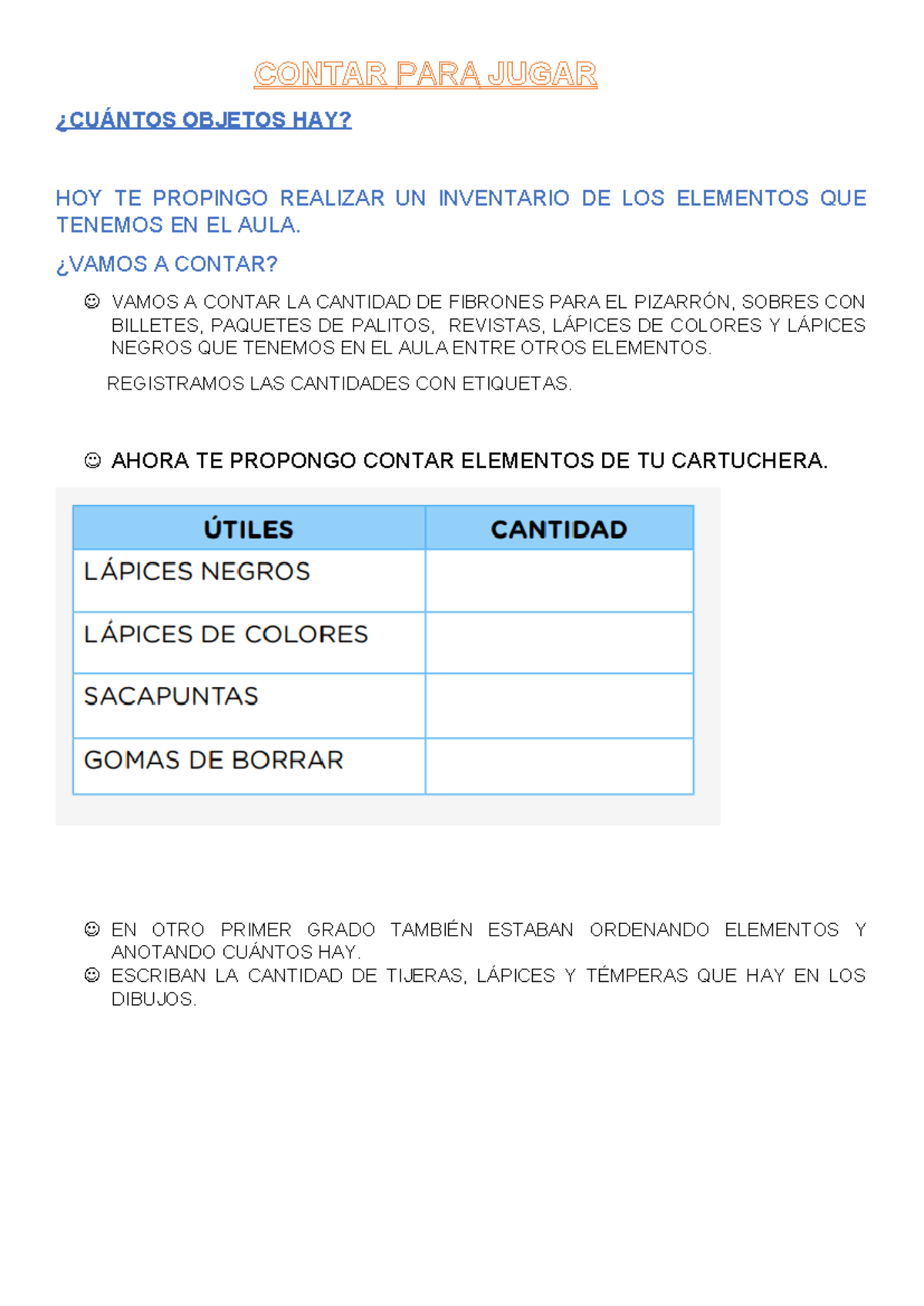 Contar PARA Jugar . Secuencia 2 MAT - CONTAR PARA JUGAR ¿CUÁNTOS ...