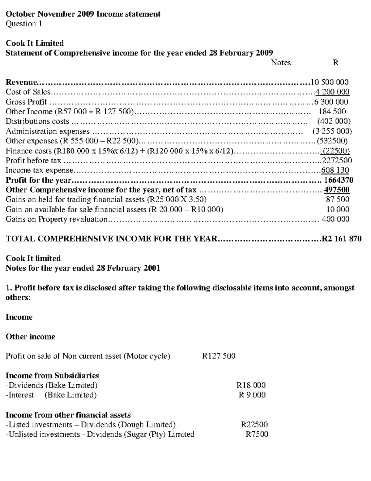 FAC2601-EX-2009-S2 solutions income statement - October November 2009 ...