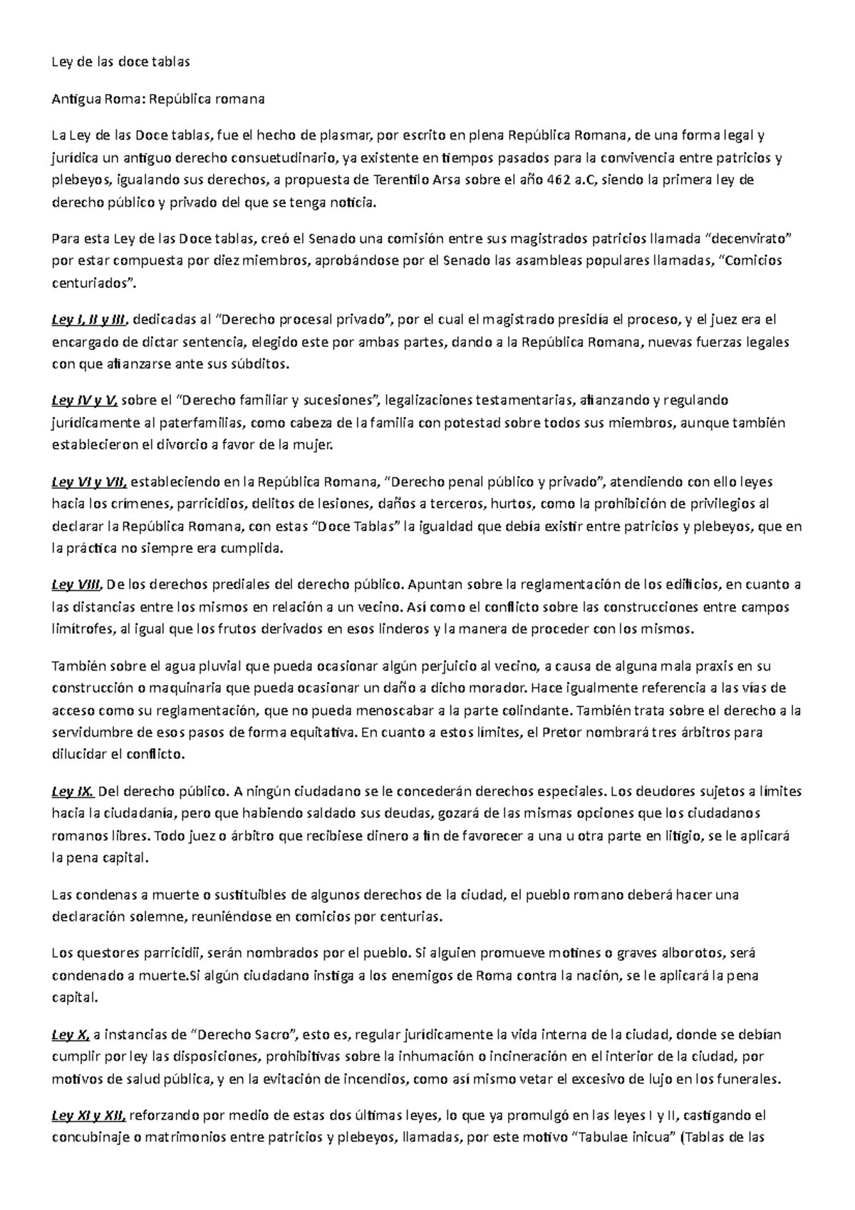 Ley de las doce tablas - temas para proyectos educativos. - Ley de las ...