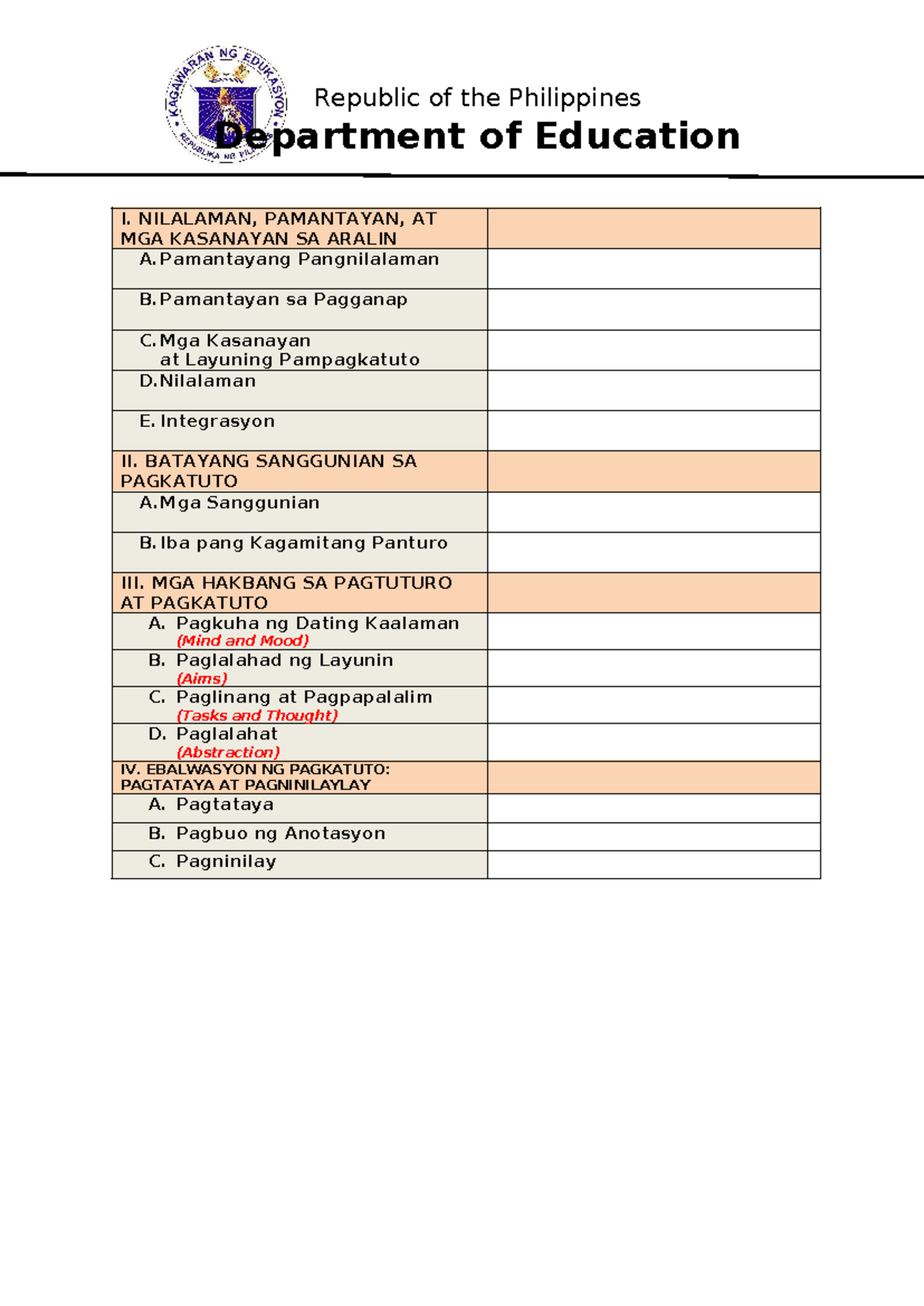 Matatag-LP - Classroom learning - Republic of the Philippines ...