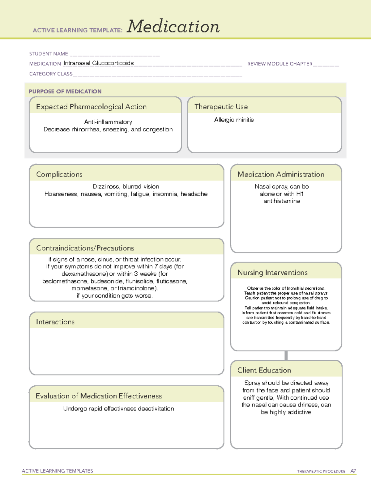 Medication PDF - n/a - ACTIVE LEARNING TEMPLATES THERAPEUTIC PROCEDURE ...