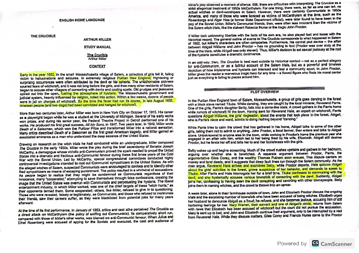 Crucible Study Material - play observed a moment of silence. Still ...