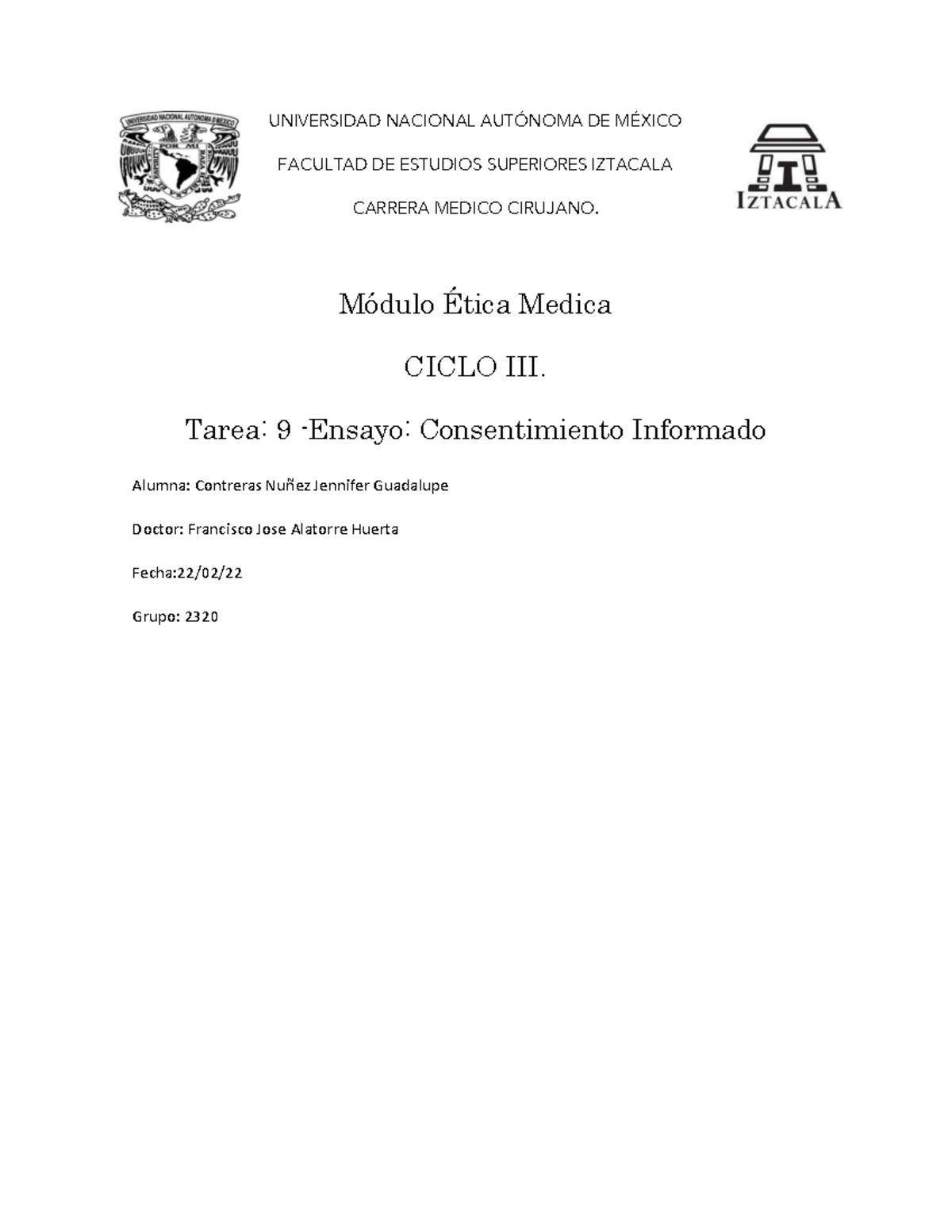 Consentimiento Informado - UNIVERSIDAD NACIONAL AUT”NOMA DE M.. FACULTAD DE ESTUDIOS SUPERIORES ...