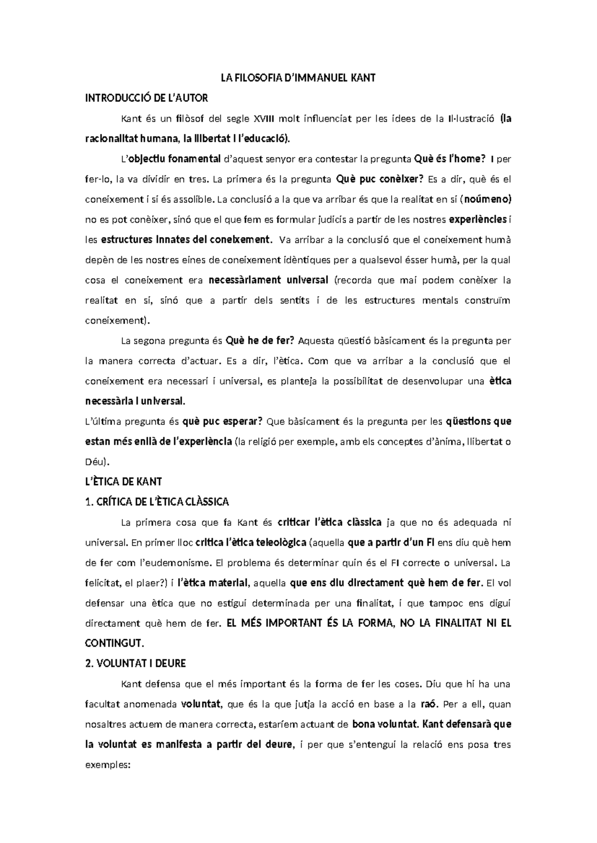 Kant para dummies - fils - LA FILOSOFIA D’IMMANUEL KANT INTRODUCCIÓ DE ...