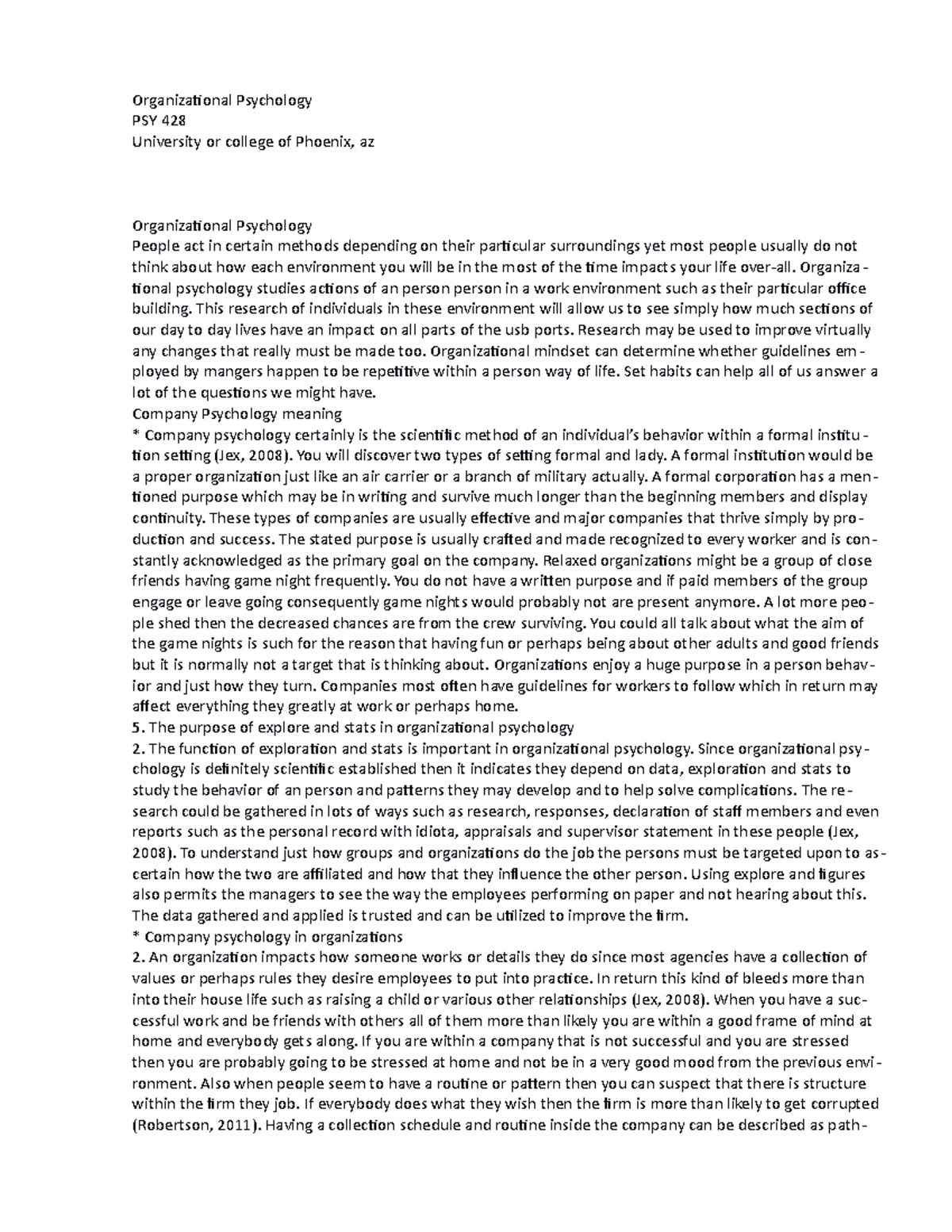 PSY 428 Organizational Psychology (2)1 - Organizational Psychology PSY 428 University or college ...