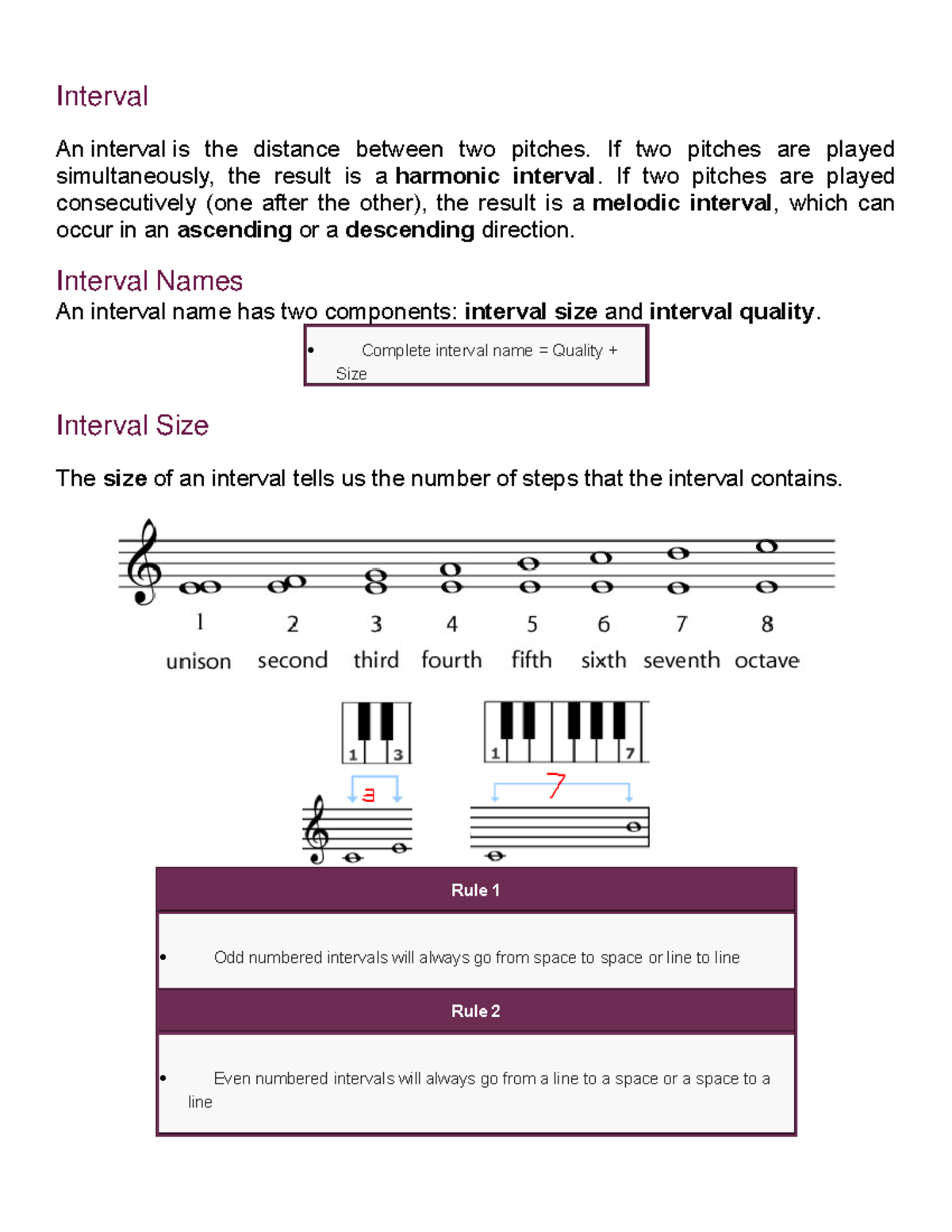 Section 6 - Intervals - Interval An interval is the distance between ...