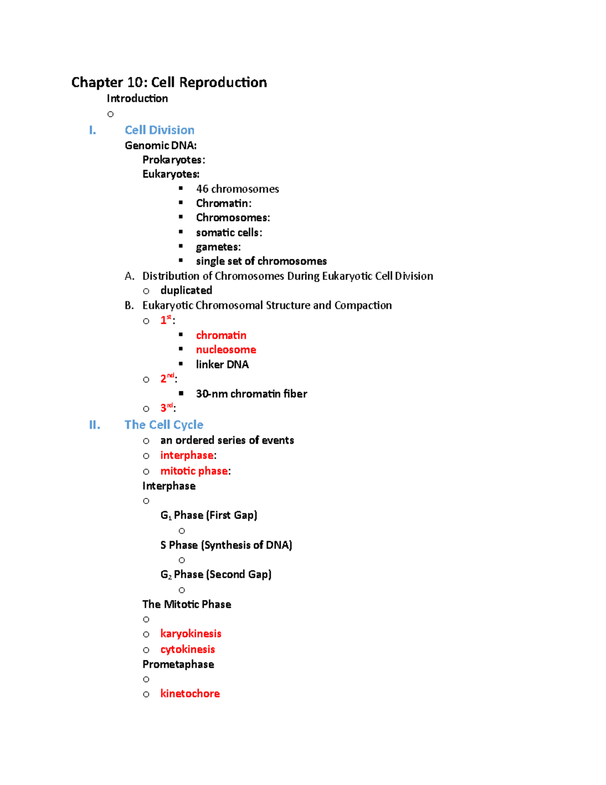 Ch. 10 Cell Reproduction - Chapter 10: Cell Reproduction Introduction o ...