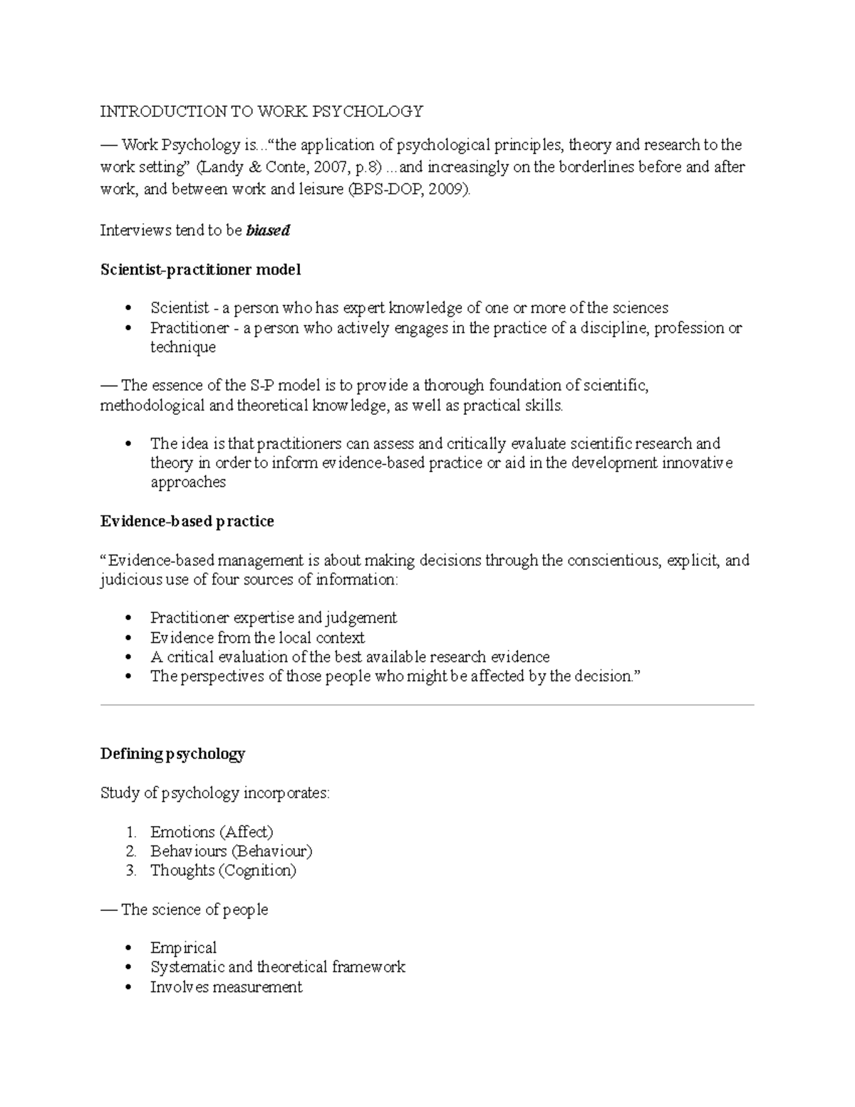 Introduction TO WORK Psychology - INTRODUCTION TO WORK PSYCHOLOGY ...