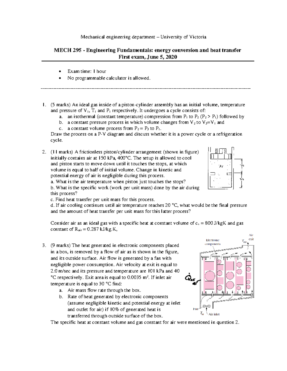 Exam 2020 - Warning: TT: undefined function: 32 Mechanical engineering department – University ...