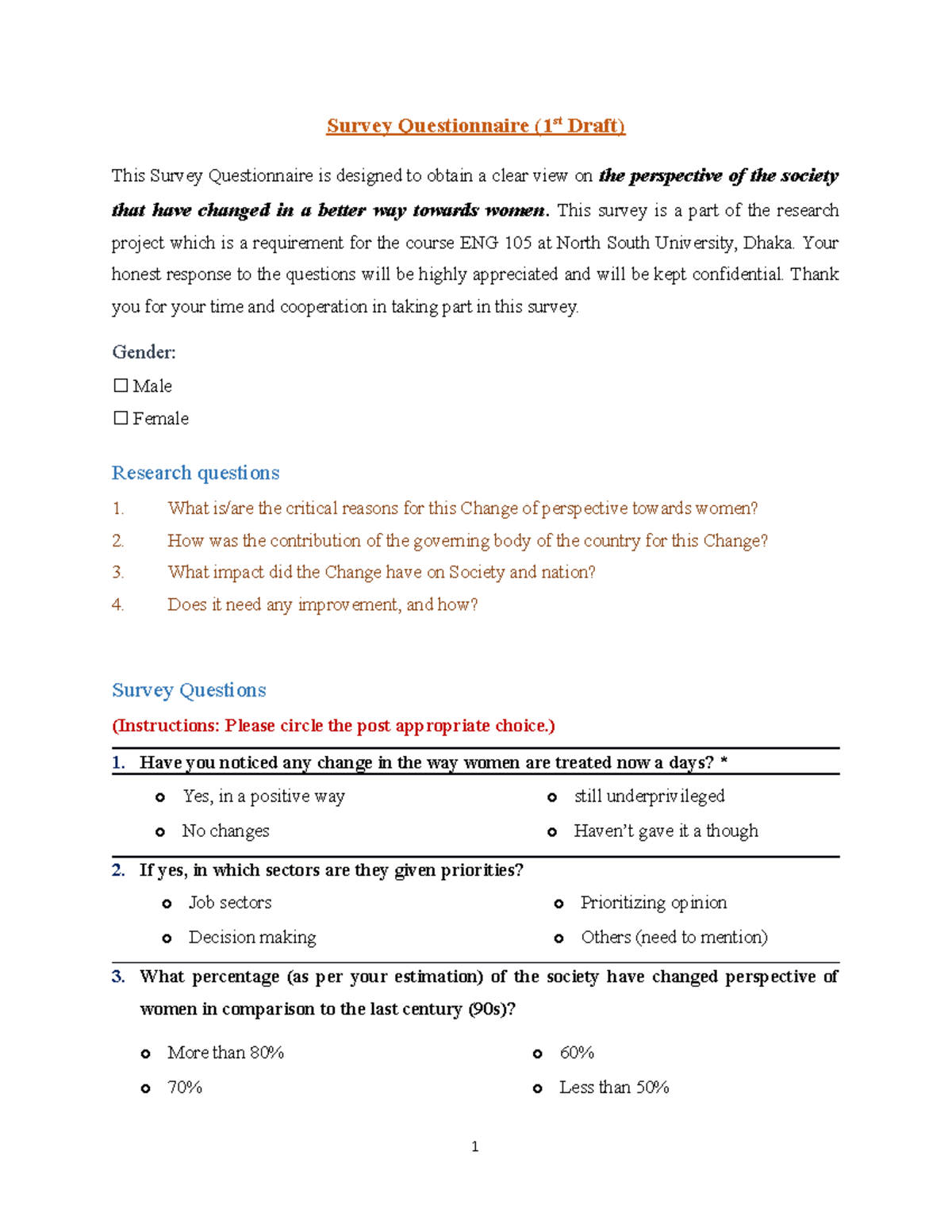 Naeem ahmed 2011 913630 Survey-Questionnaire-1st draft - Survey ...
