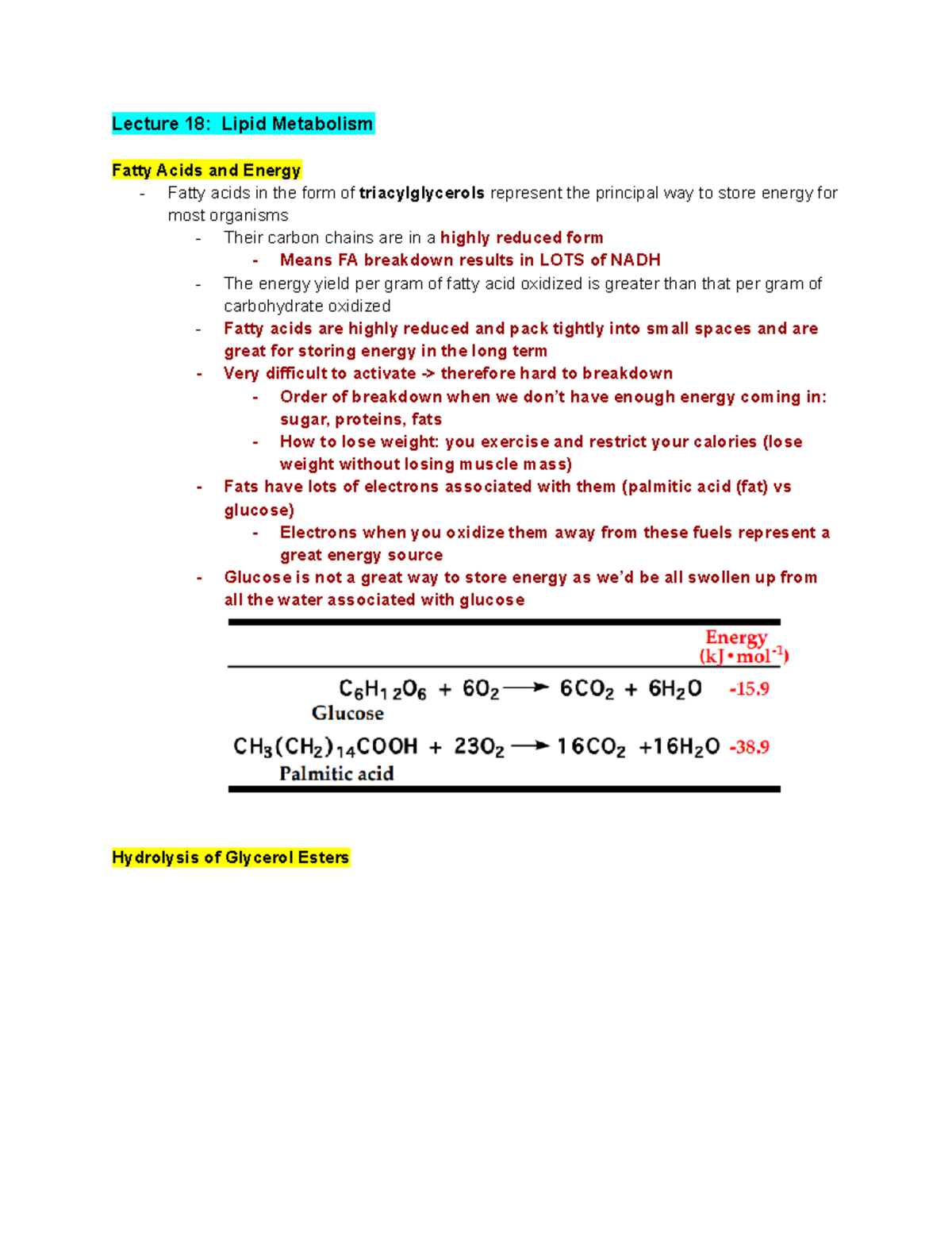 Biochem MT #2 (Lec. 18-20) - Lecture 18: Lipid Metabolism Fatty Acids ...