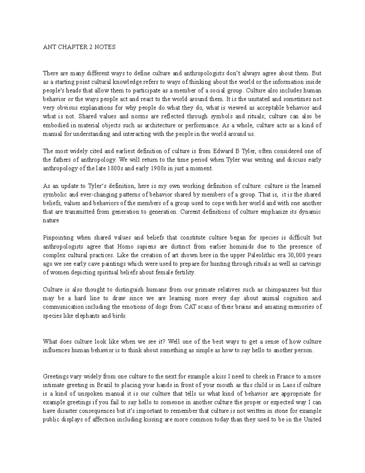 ANT Chapter 2 Notes - ANT CHAPTER 2 NOTES There are many different ways ...