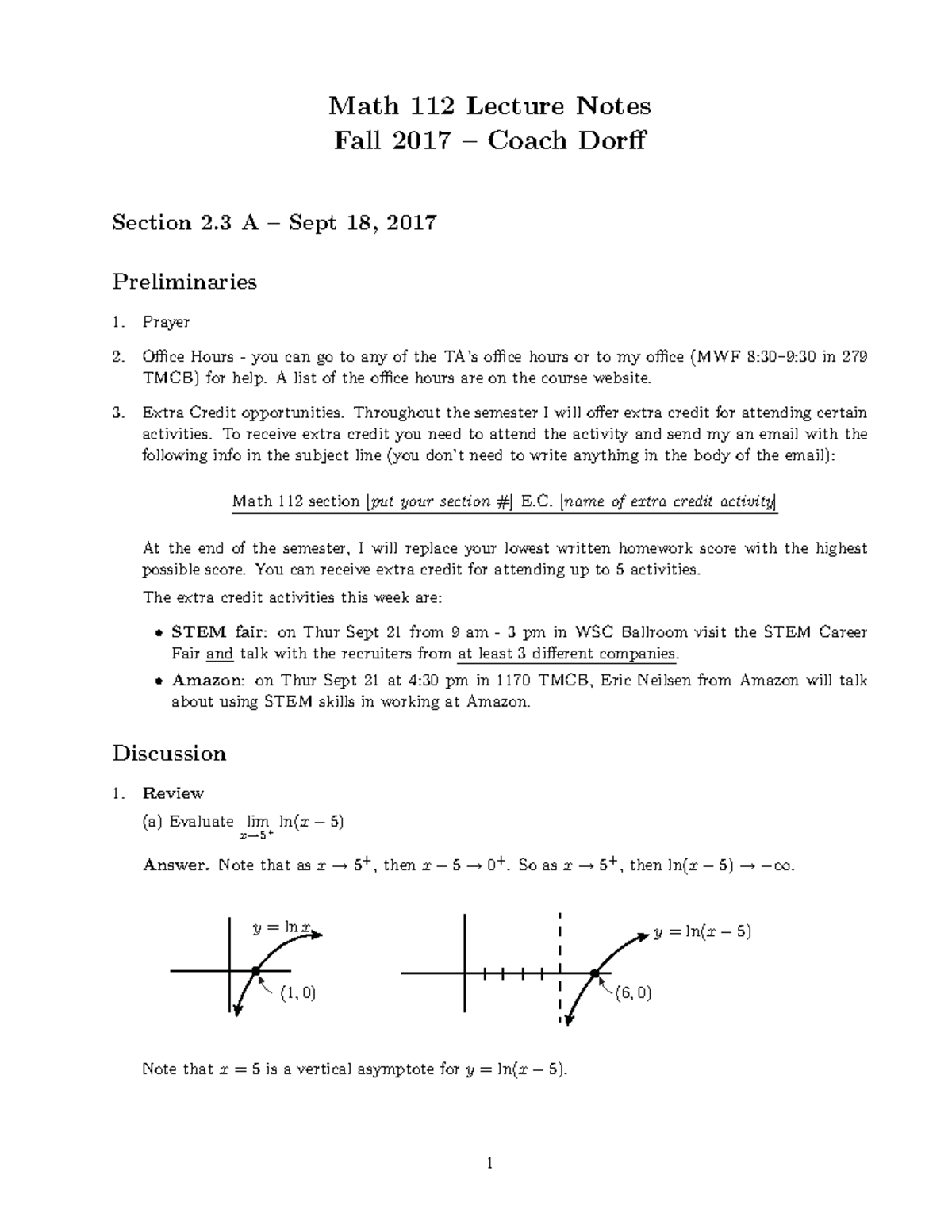 Sect 2.3 Part 1 - Math 112 Lecture Notes Fall 2017 – Coach Dorff ...