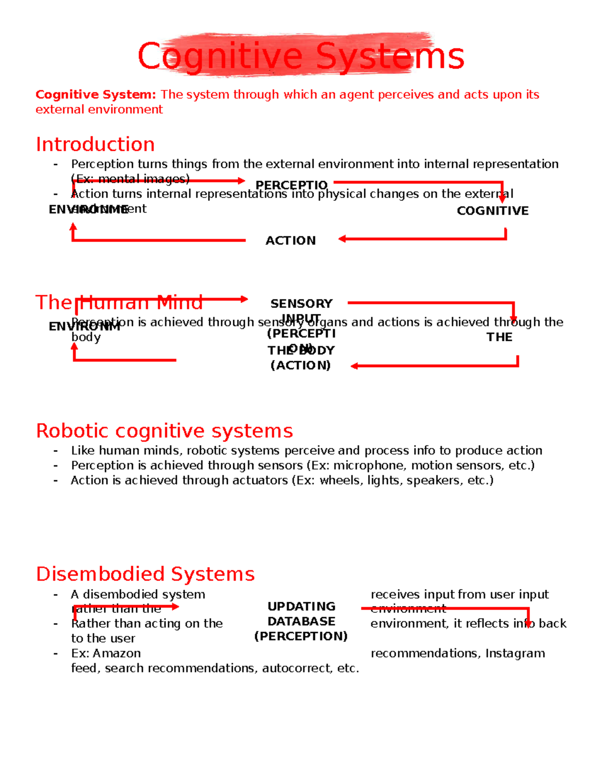 Learning, Memory, Representation - Notes - Cognitive Systems Cognitive ...