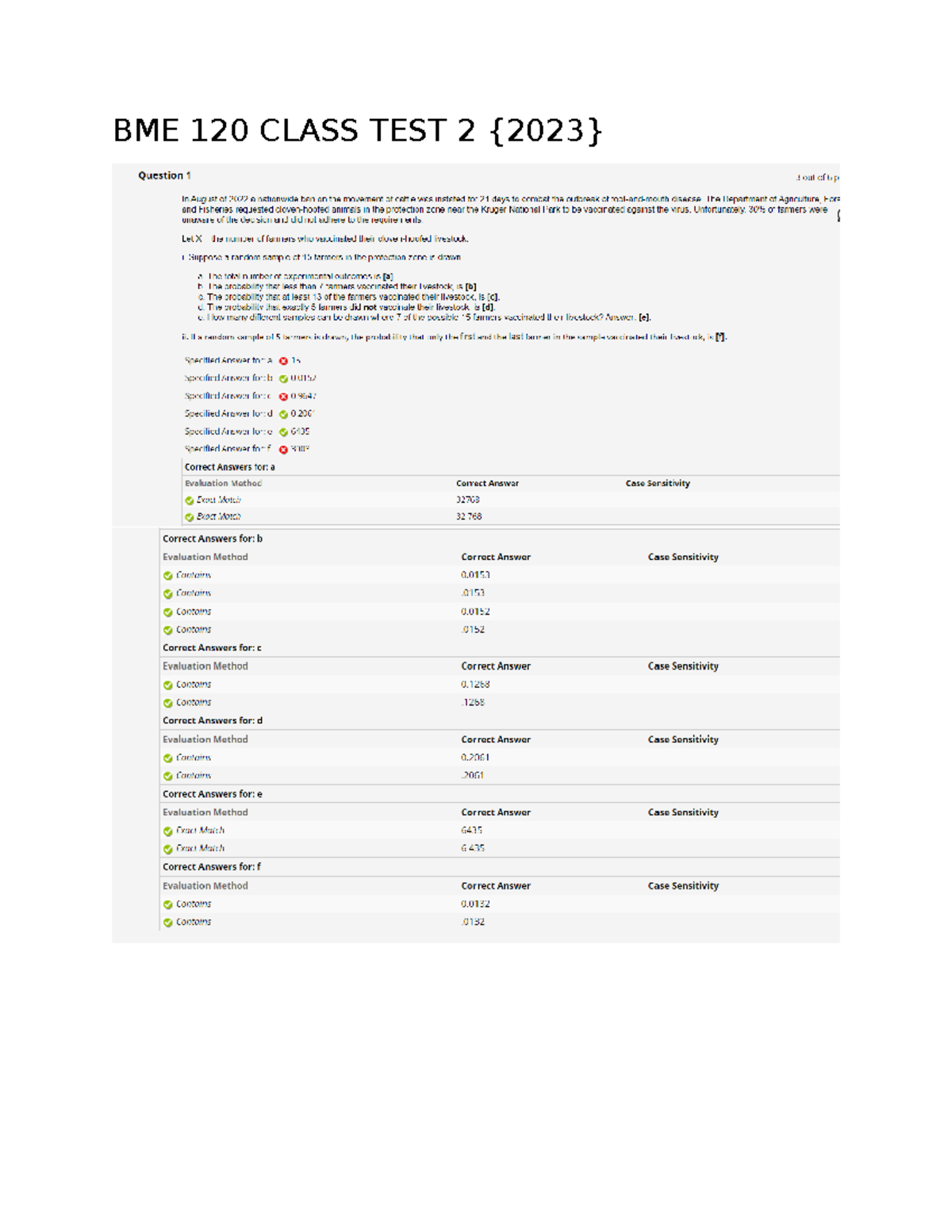 BME 120 Class TEST 2 - BME 120 - BME 120 CLASS TEST 2 {2023} - Studocu