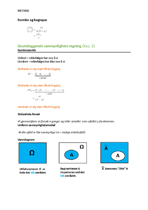Formelsamling stat Gk 2023 - Formelsamling i statistikk Statistikk for ...
