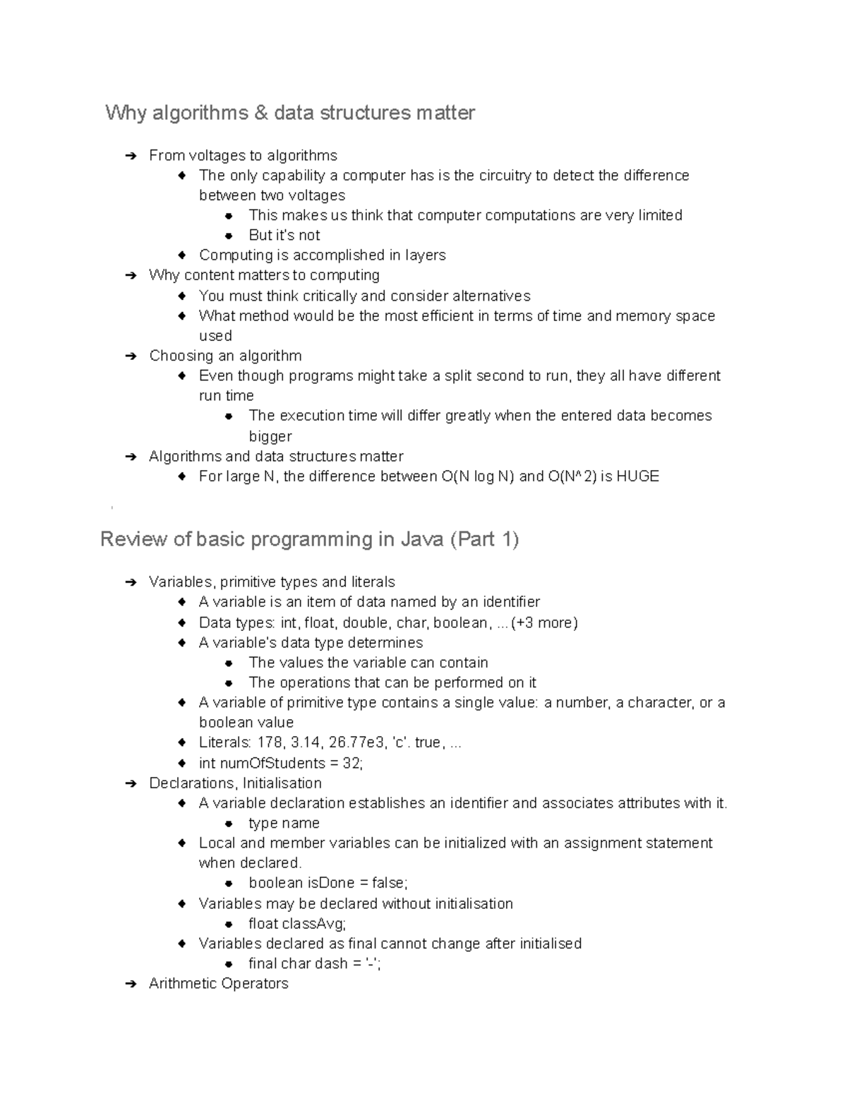 Week 1 lecture note - Parker - Why algorithms & data structures matter ...